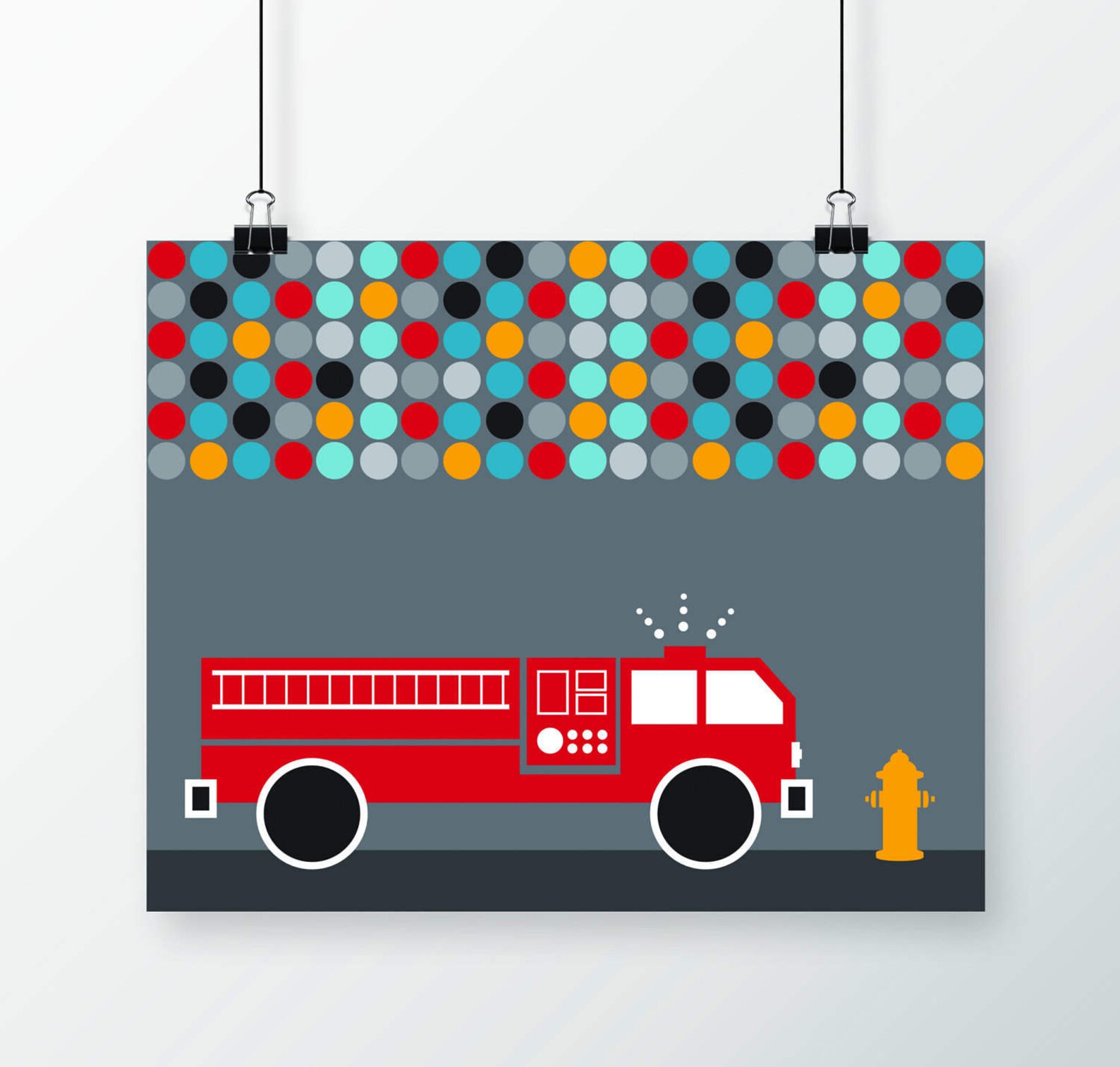 Wall Decor Digital Art Print Firetruck Theme Nursery Art - Etsy