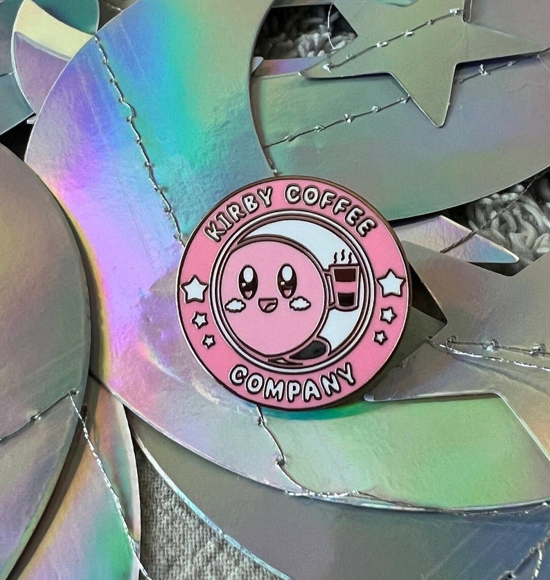 Kirby Coffee Company Enamel Pin - Rose Gold | 1" Size, Rose Gold, Kirby, Coffee | Cute, Kawaii ...