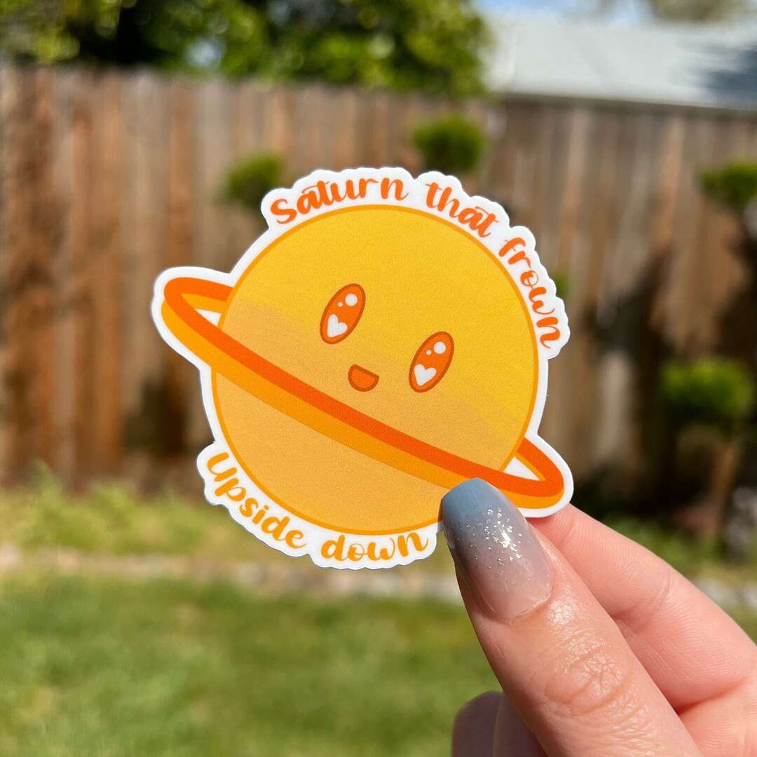 Saturn Planet Sticker | Vinyl, Waterproof, Matte | Cute, Kawaii, Saturn ...