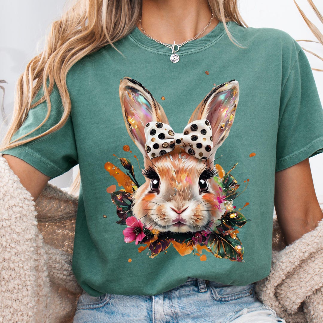 Polka Dot Bow Bunny Comfort Colors Shirt, Easter Shirt, Religious Shirt ...