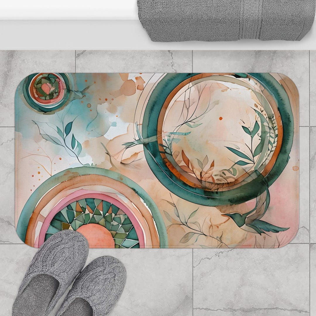 Boho Chic Bath Mat With Mandala Design, Boho Bathroom Decor, Boho ...