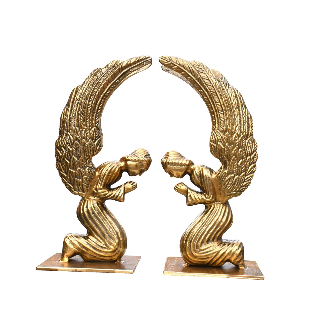 Gold Plated Angel Statues: Handcrafted Holy Ark Decor Pair - Etsy