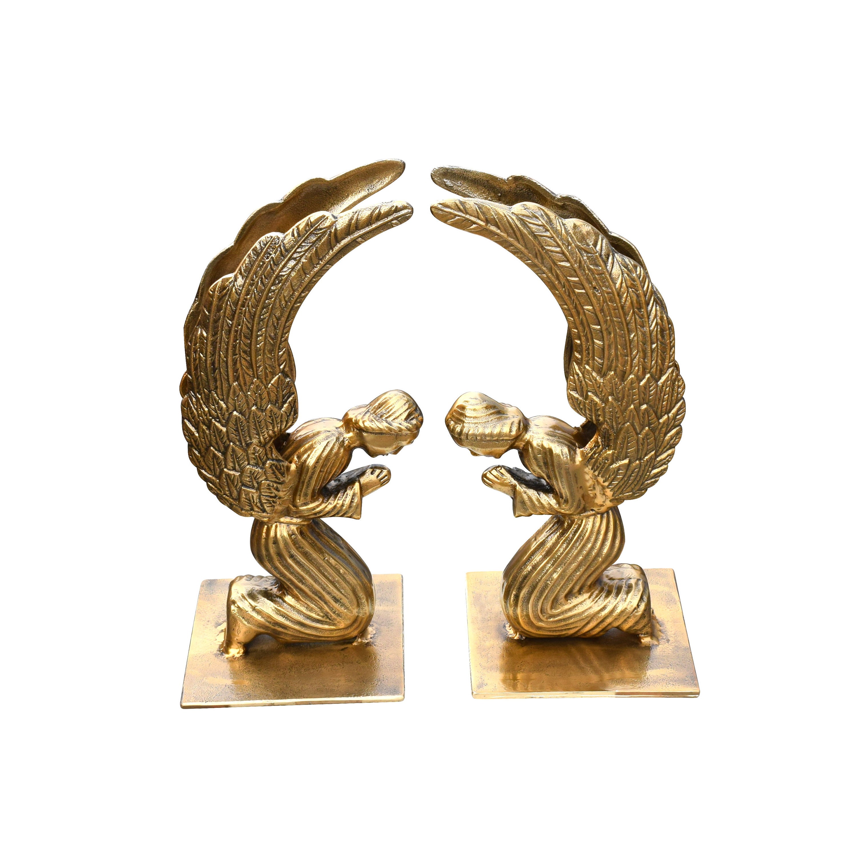 Gold Plated Angel Statues: Handcrafted Holy Ark Decor Pair - Etsy