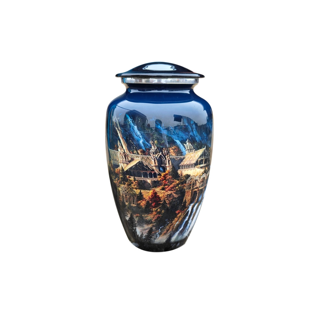 Blue Cremation Urn Memorial Container Jar Pot Full Size Standard ...