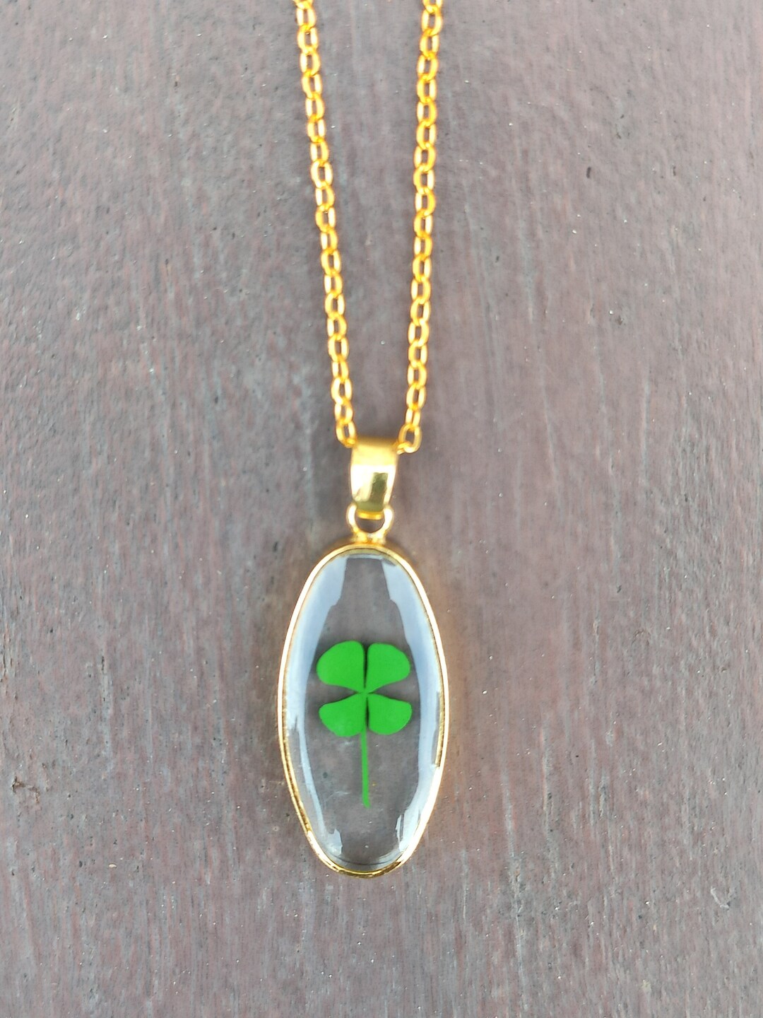 Gold Clover Chain Necklace Real Four Leaf Clover Botanical - Etsy