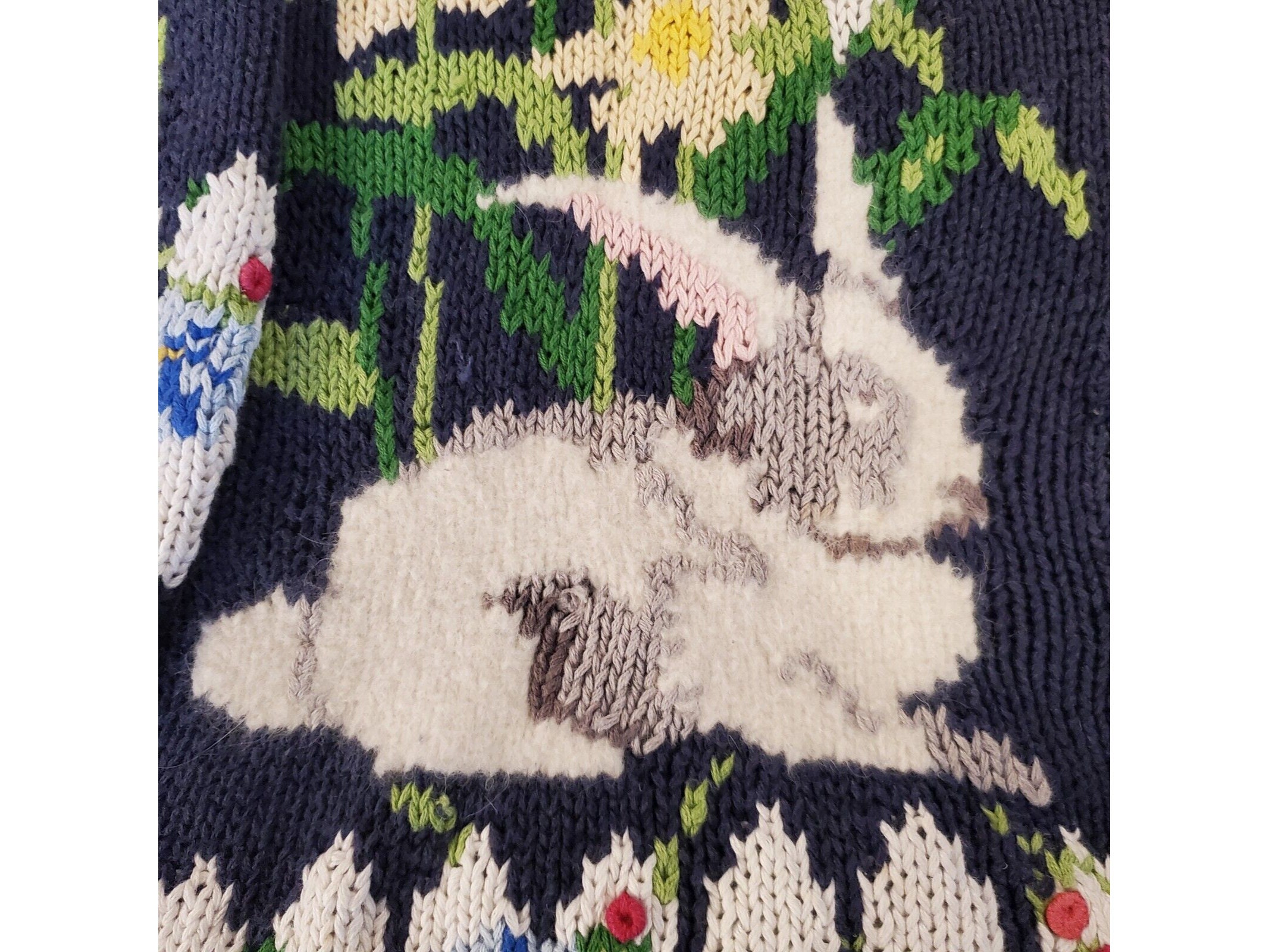 Design Options Easter Egg Cardigan Sweater Large Furry Bunny Rabbit ...
