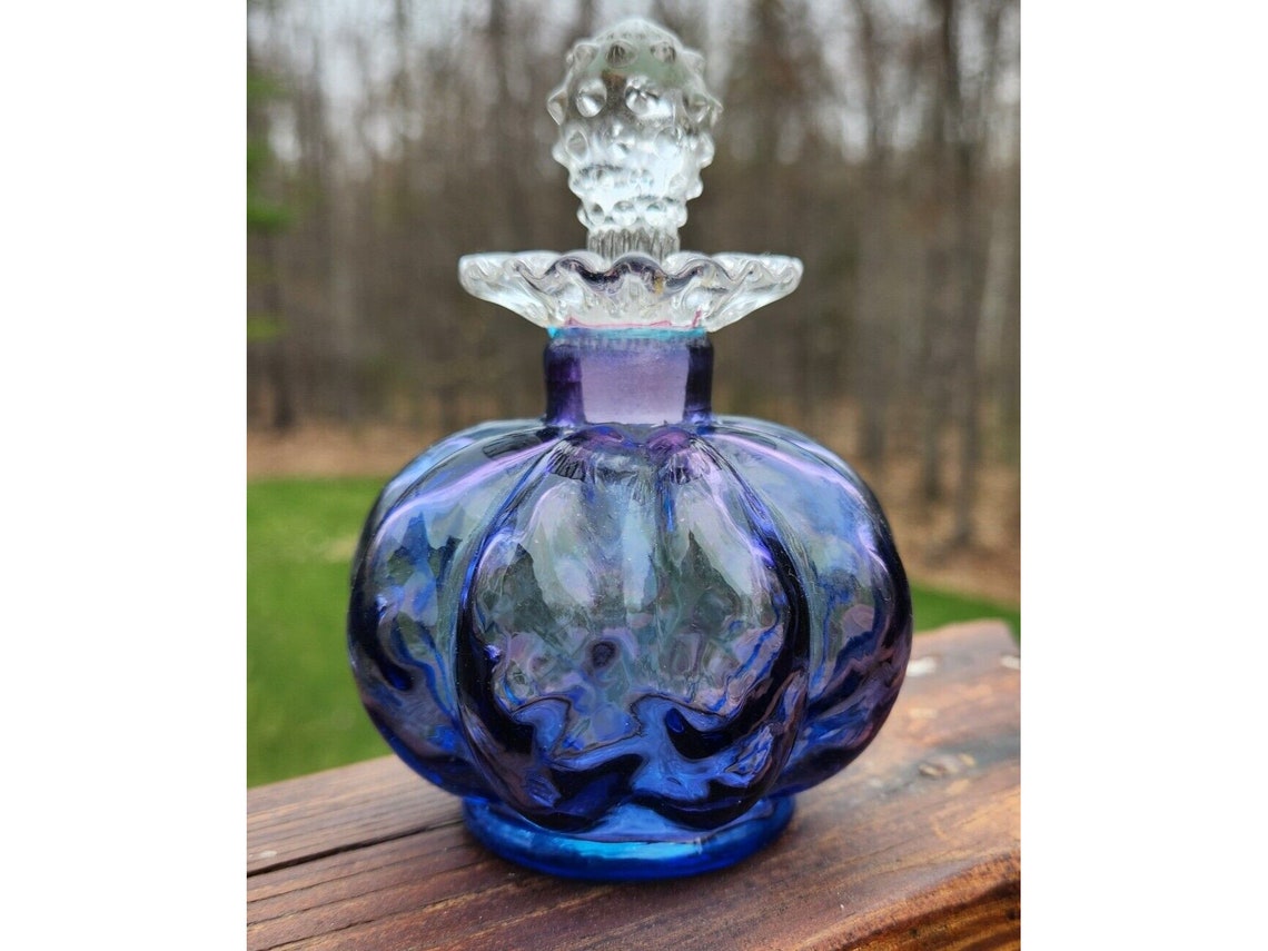 Fenton Mulberry Diamond Optic Squat Melon Purple Glass Cologne - Etsy