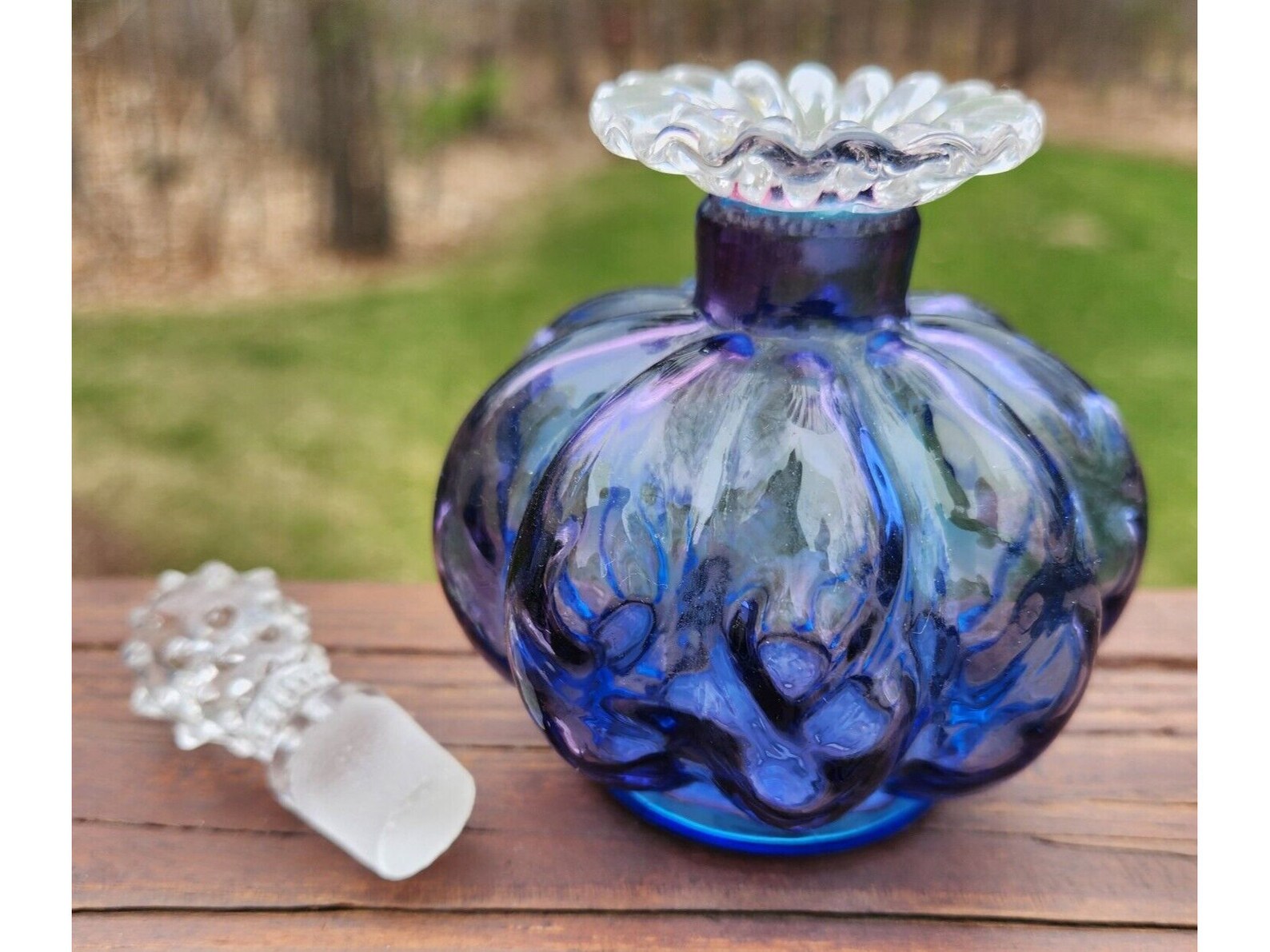 Fenton Mulberry Diamond Optic Squat Melon Purple Glass Cologne - Etsy