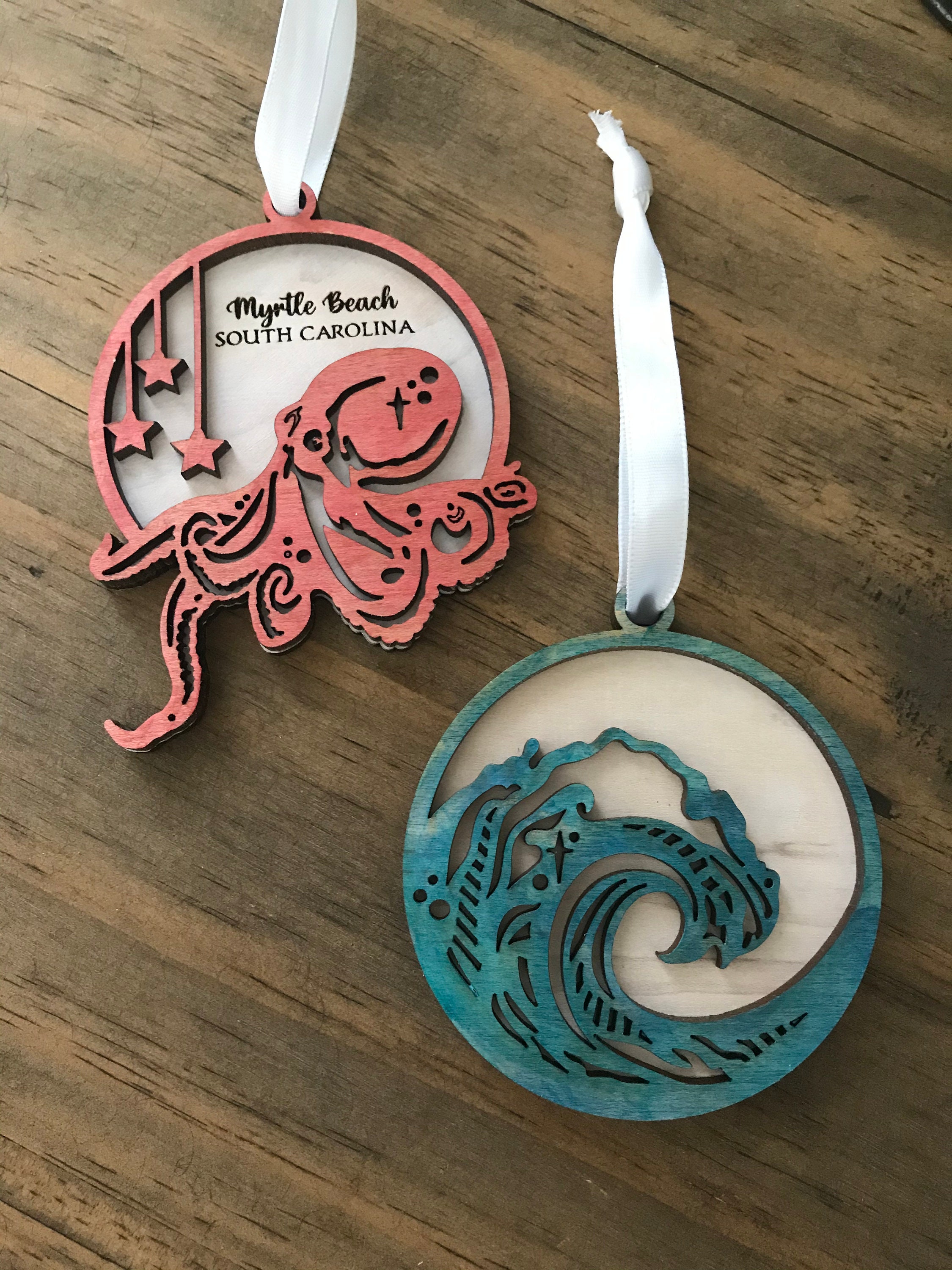 Wave Ornament Octopus Ornament Nautical Beach Ocean | Etsy