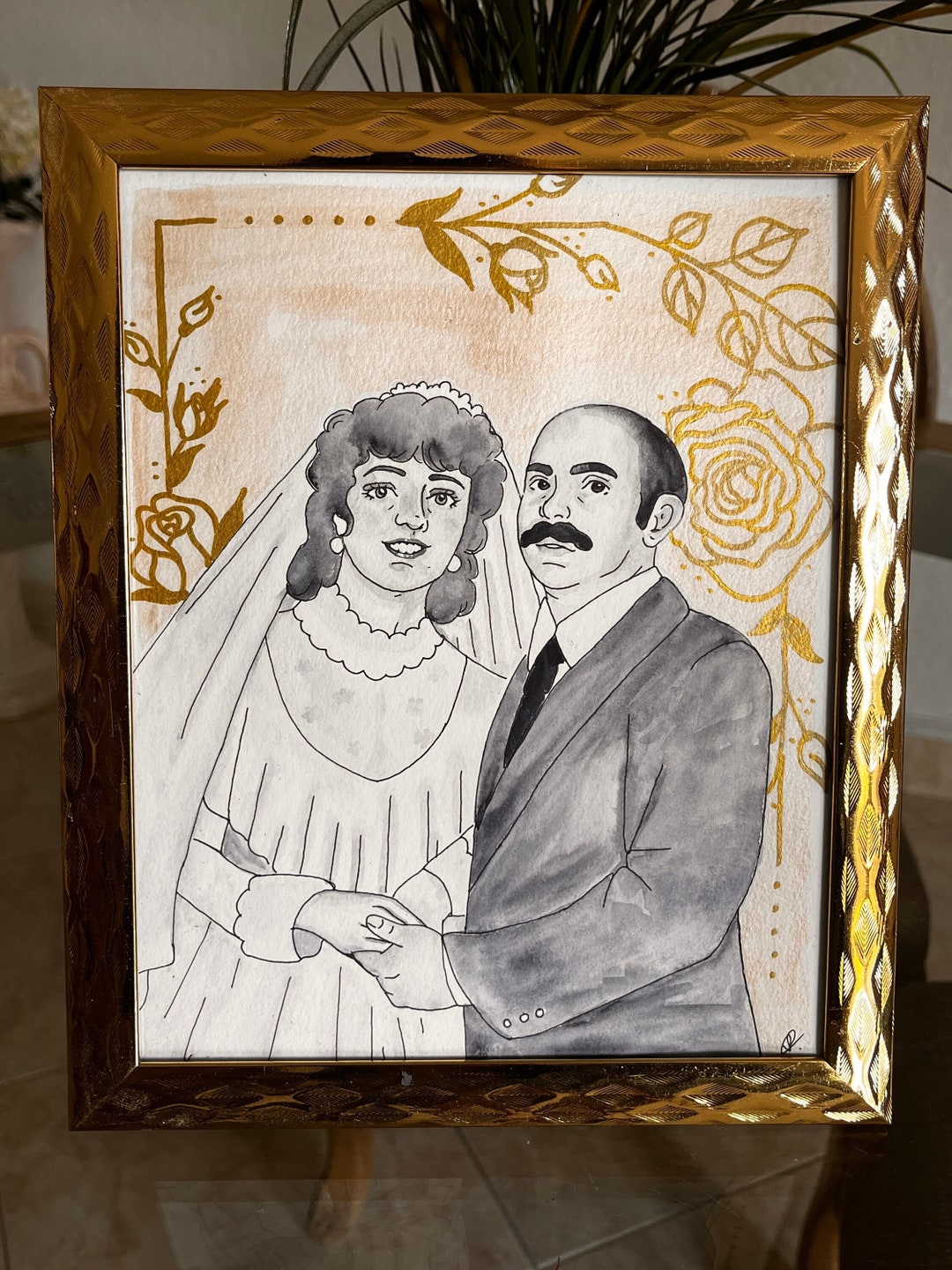 Vintage Anniversary Watercolor Married Couple Portrait - Etsy
