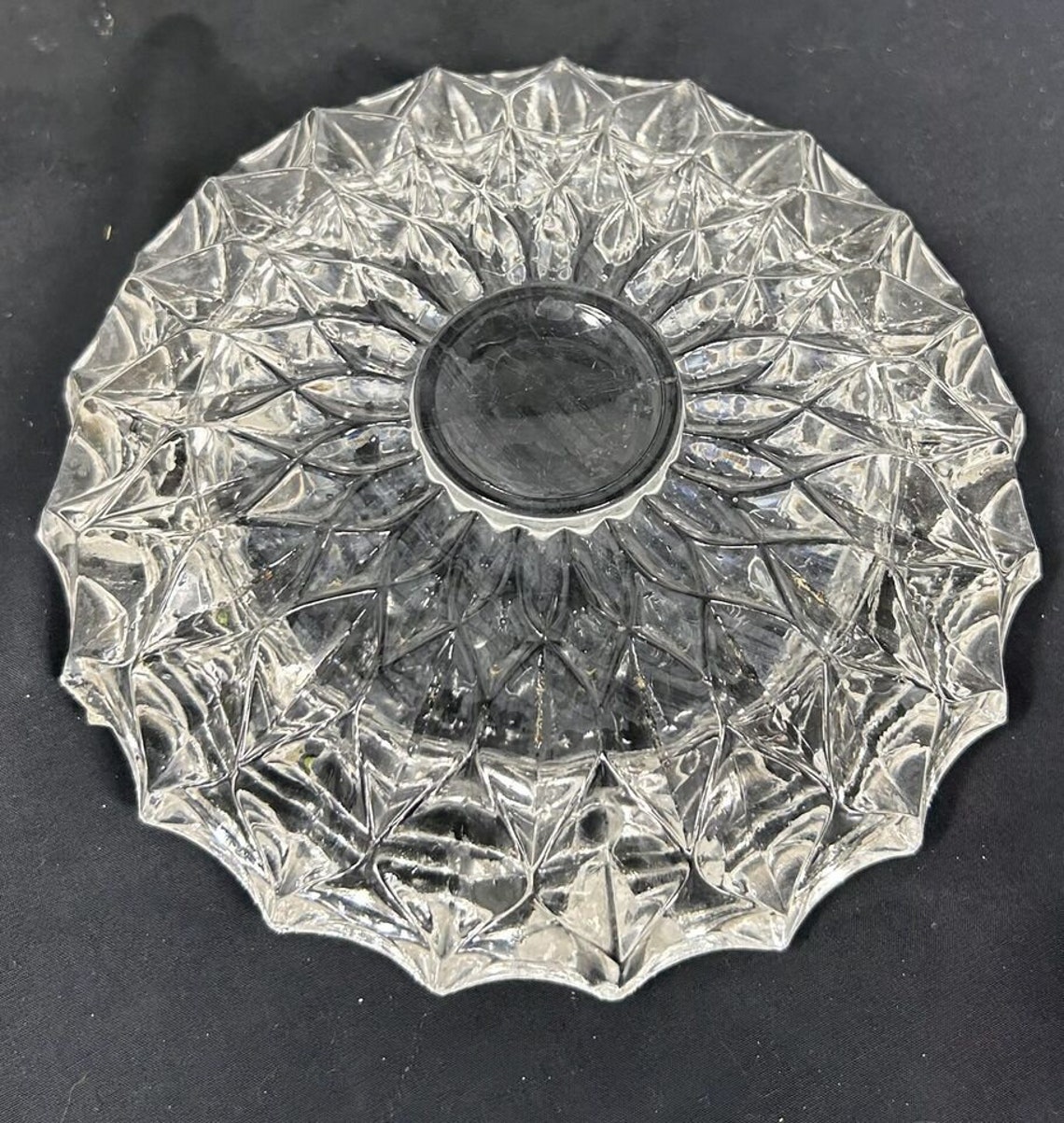 Crystal Ashtray Round Clear Cut Glass MCM - Etsy
