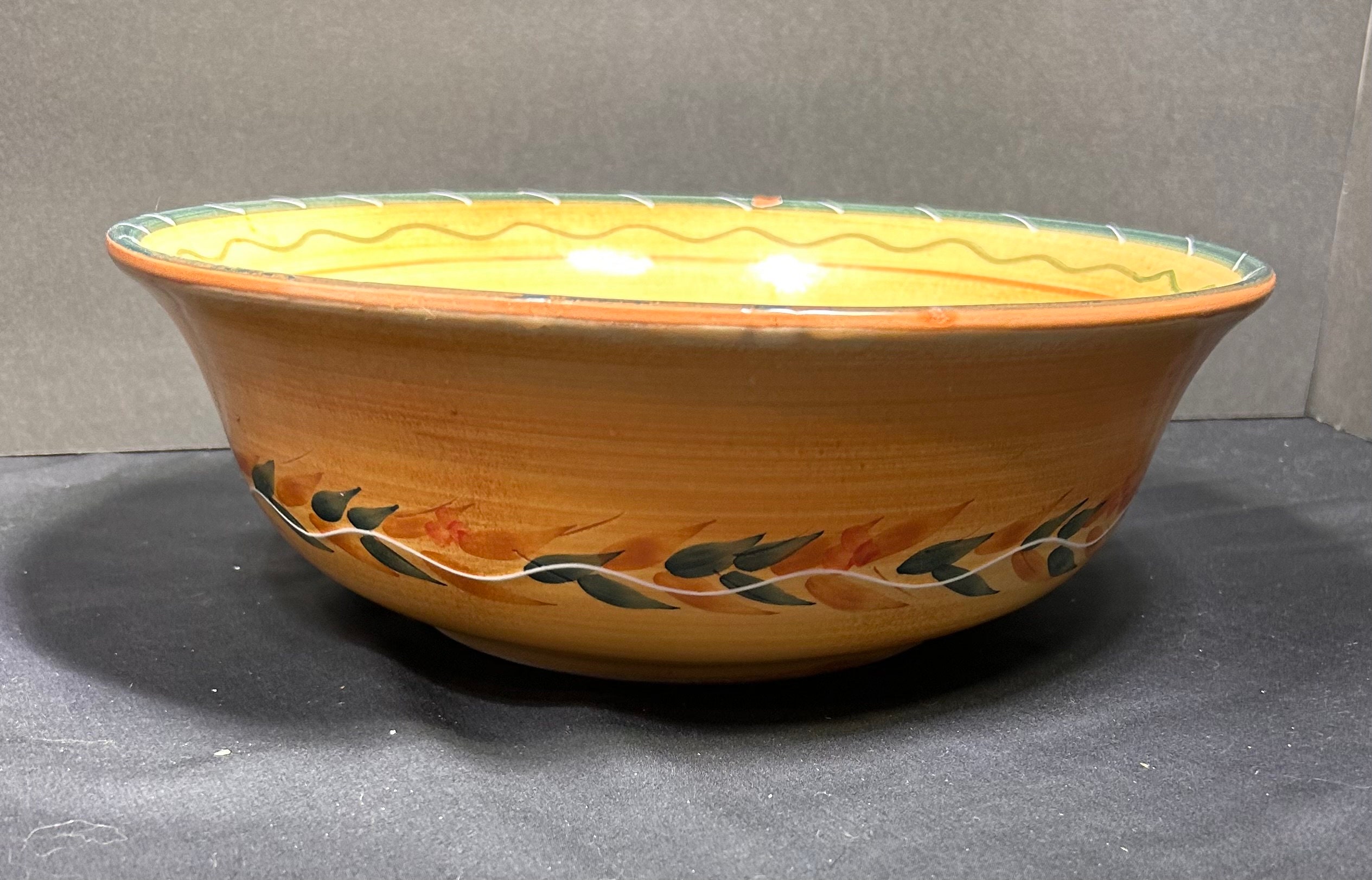 Furio Home Italy Stoneware 12 Serving Bowl Yellow Green Italian Art ...