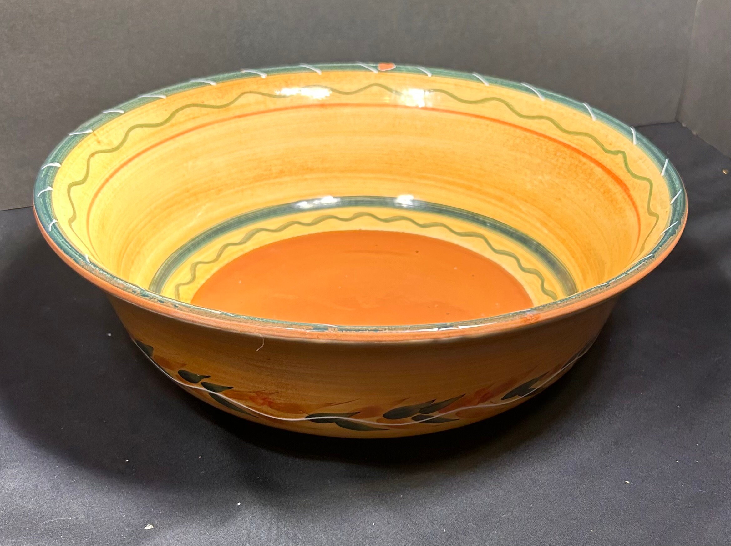 Furio Home Italy Stoneware 12 Serving Bowl Yellow Green Italian Art ...