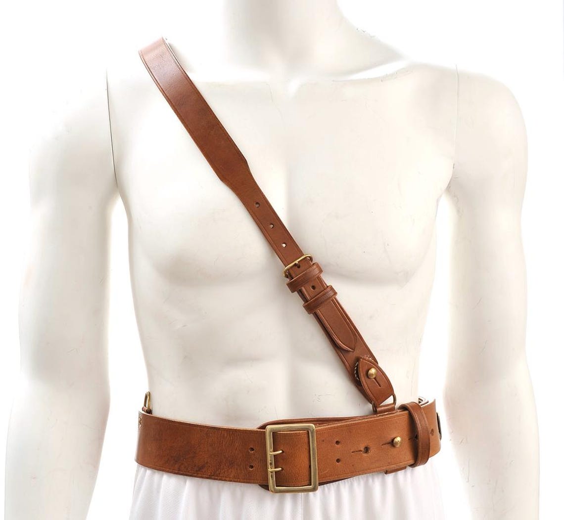 Sam Browne Belt With Shoulder Strap Brown Leather WW1 Will Fit 46" - 50 ...