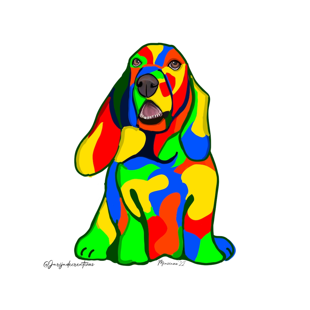 Basset Hound Cubism Portrait of Your Pet, Colorful Artwork From a Photo ...