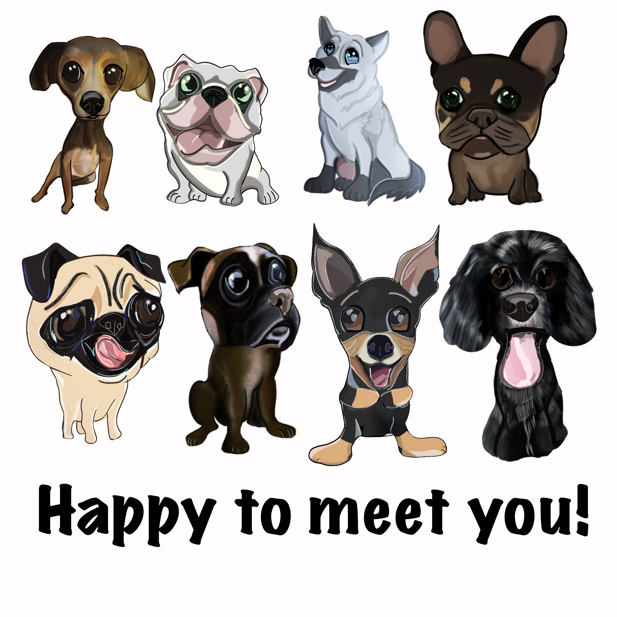 Custom Caricatures From Photos, Personalized Chiweenie Cute Cartoon Art ...