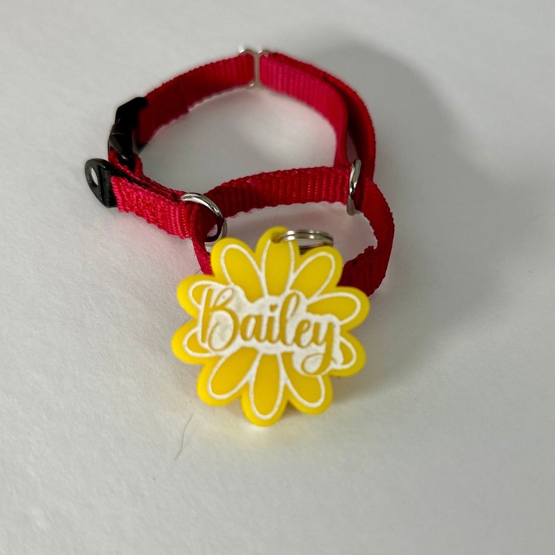 Personalized Daisy Pet ID Tag With Name and Phone Number, Custom Cute ...
