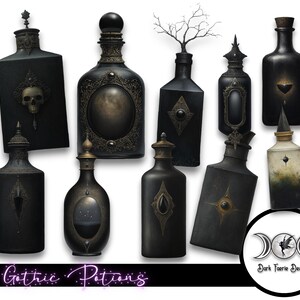 60 Clip Art Gothic Witch Potions, Elixirs, Magic Potions, Halloween ...
