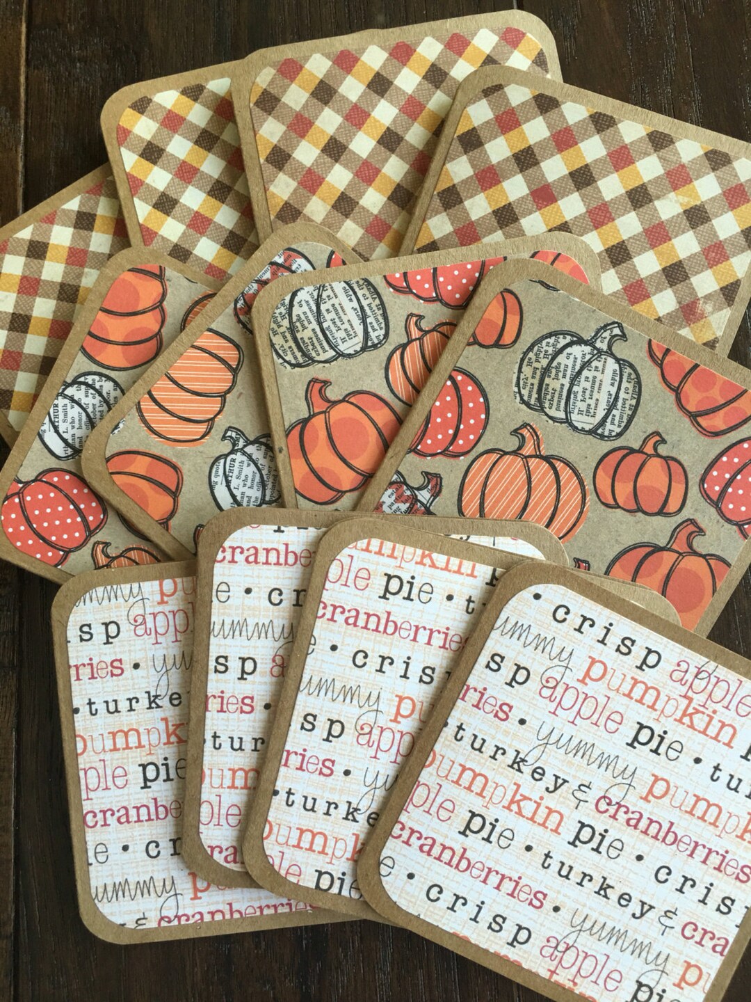 Set of 12 Mini 3x3 Fall Themed Note Cards Gift Tags Enclosure Cards ...