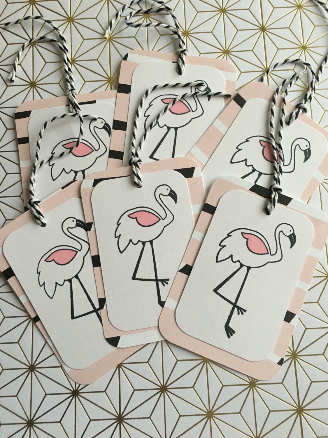 Conjunto de 6 etiquetas Pink Flamingo Gift o Favor tags rosa en blanco ...