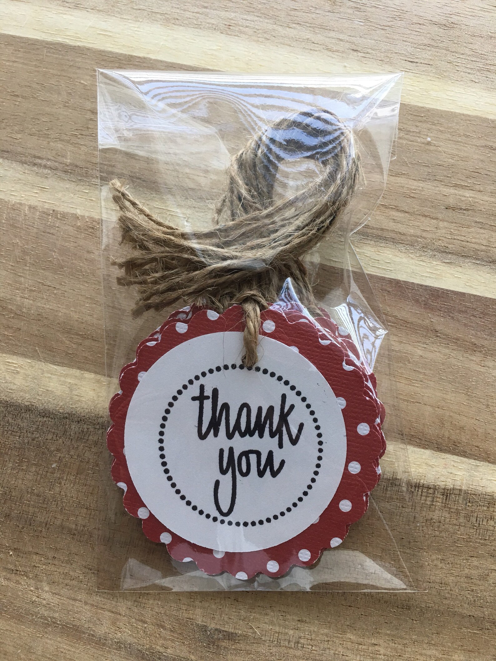 Set of 10 Red and White Polka Dot Thank You Tags With Pre-strung Twine ...