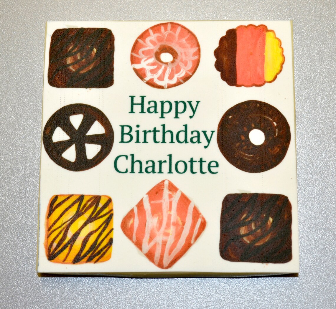 Chocolate Birthday Card biscuit Design Fully Edible Card - Etsy