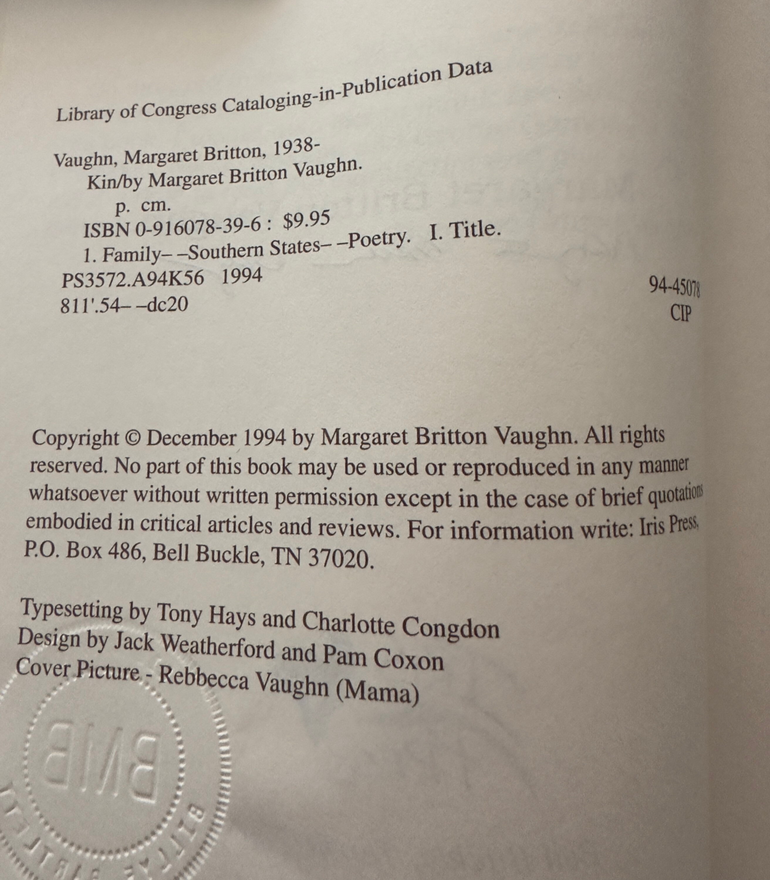 Kin Poetry by Margaret Britton Vaughn - Etsy