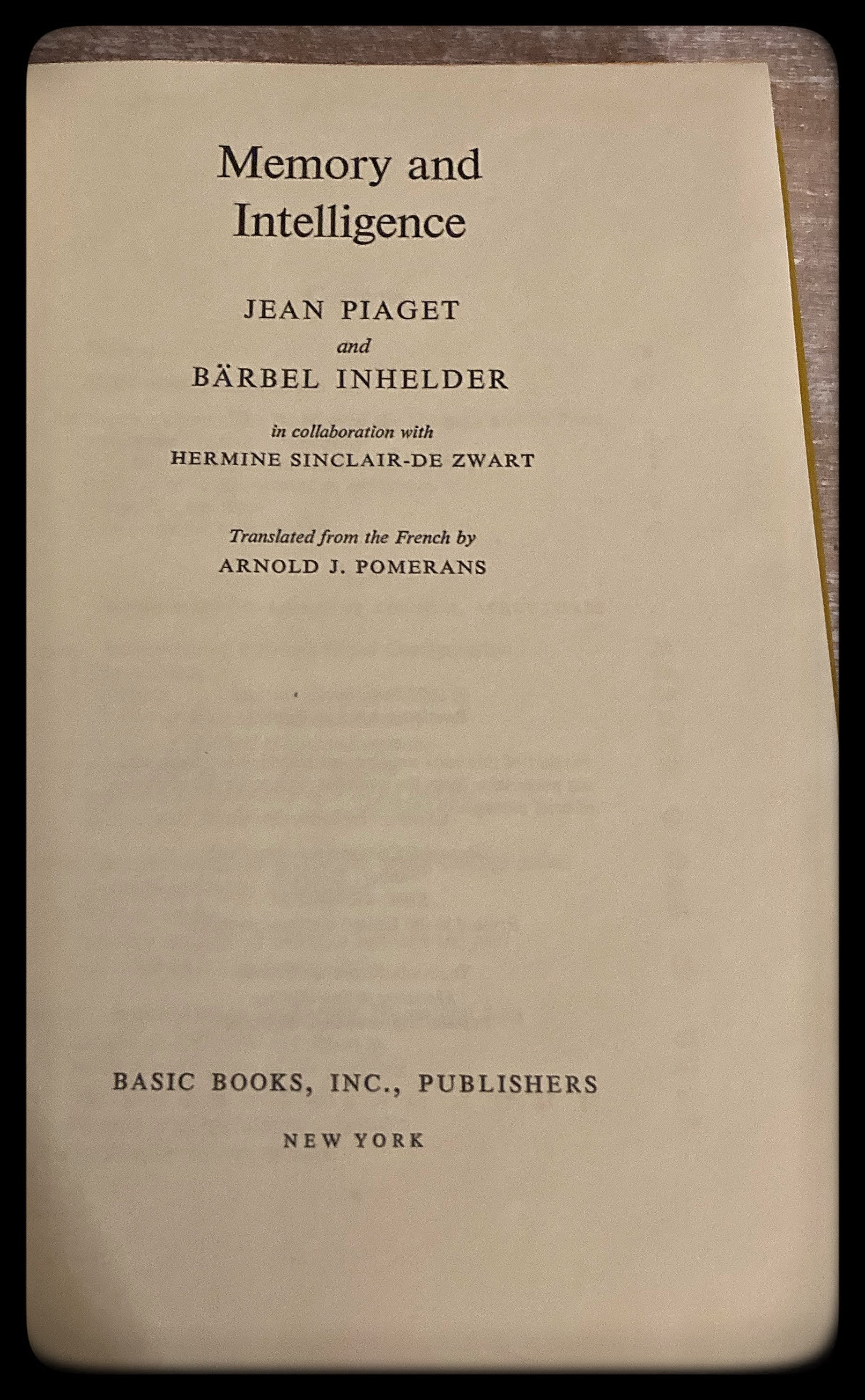 Memory and Intelligence by Jean Piaget and Barbel Inhelder - Etsy