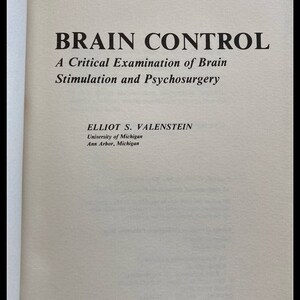 Brain Control by Elliot S. Valenstein Hardcover - Etsy