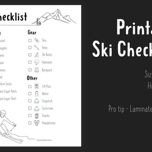 Printable Ski AND Snowboarding Checklist. Ski Planner. Snowboard ...