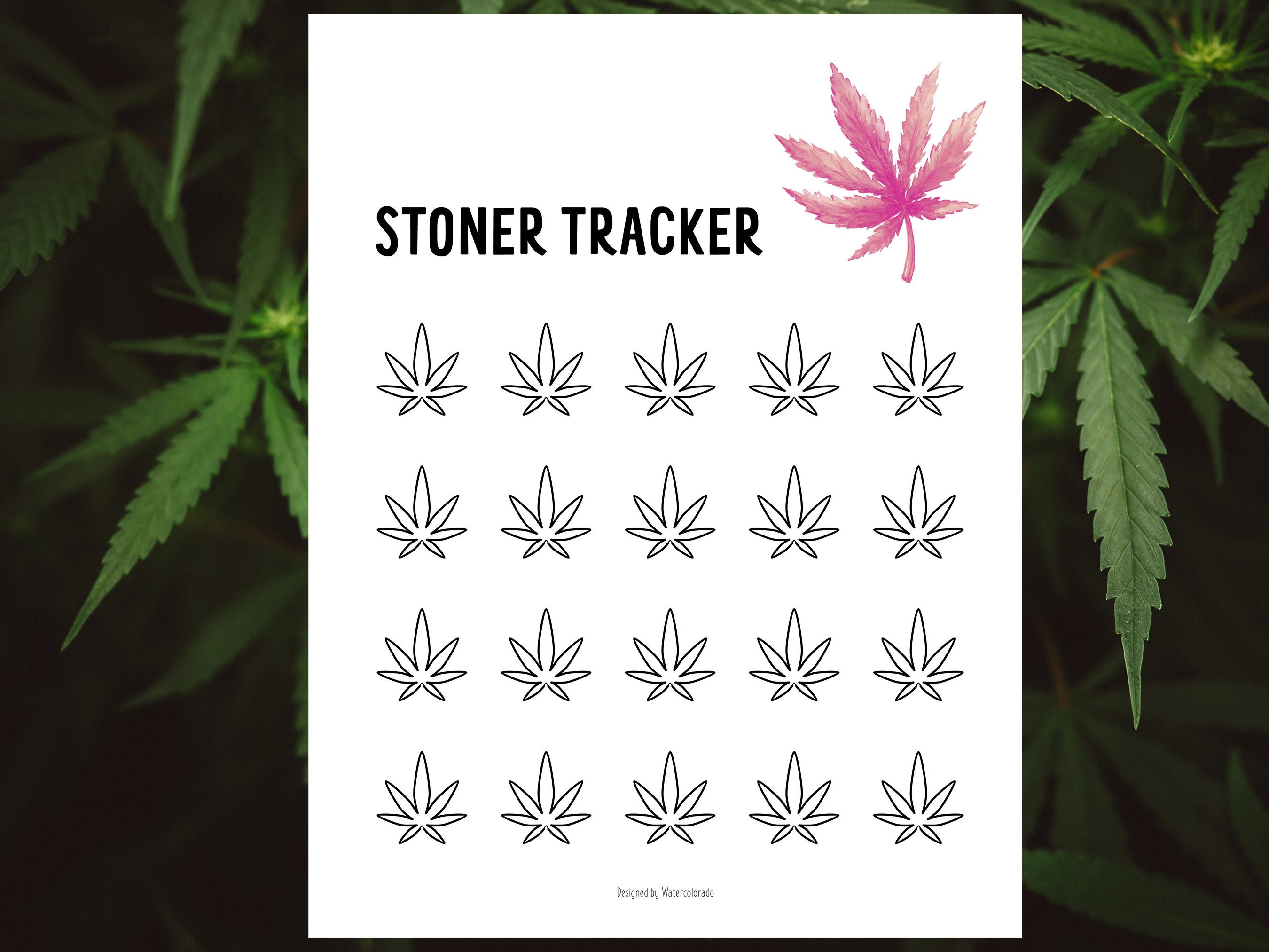 Printable Stoner Tracker. 20 Pot Leaf Coloring Page. Cannabis Smoker ...