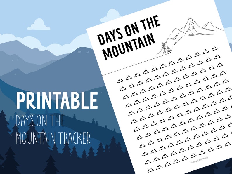 Printable Days on the Mountain Tracker. Hiking Planner. Trip Planner ...