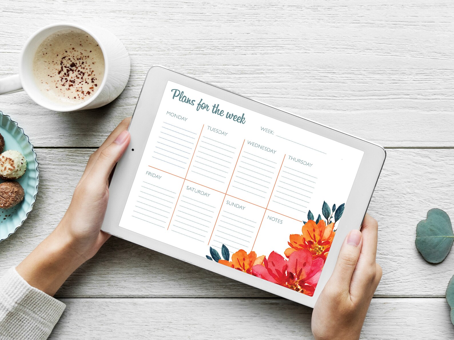 Printable Weekly Planner, Peony Watercolor Art on Weekly Planner ...