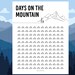 Printable Days on the Mountain Tracker. Hiking Planner. Trip Planner ...