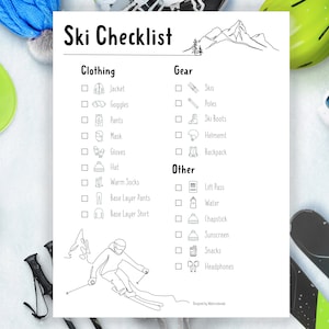 Printable Ski AND Snowboarding Checklist. Ski Planner. Snowboard ...