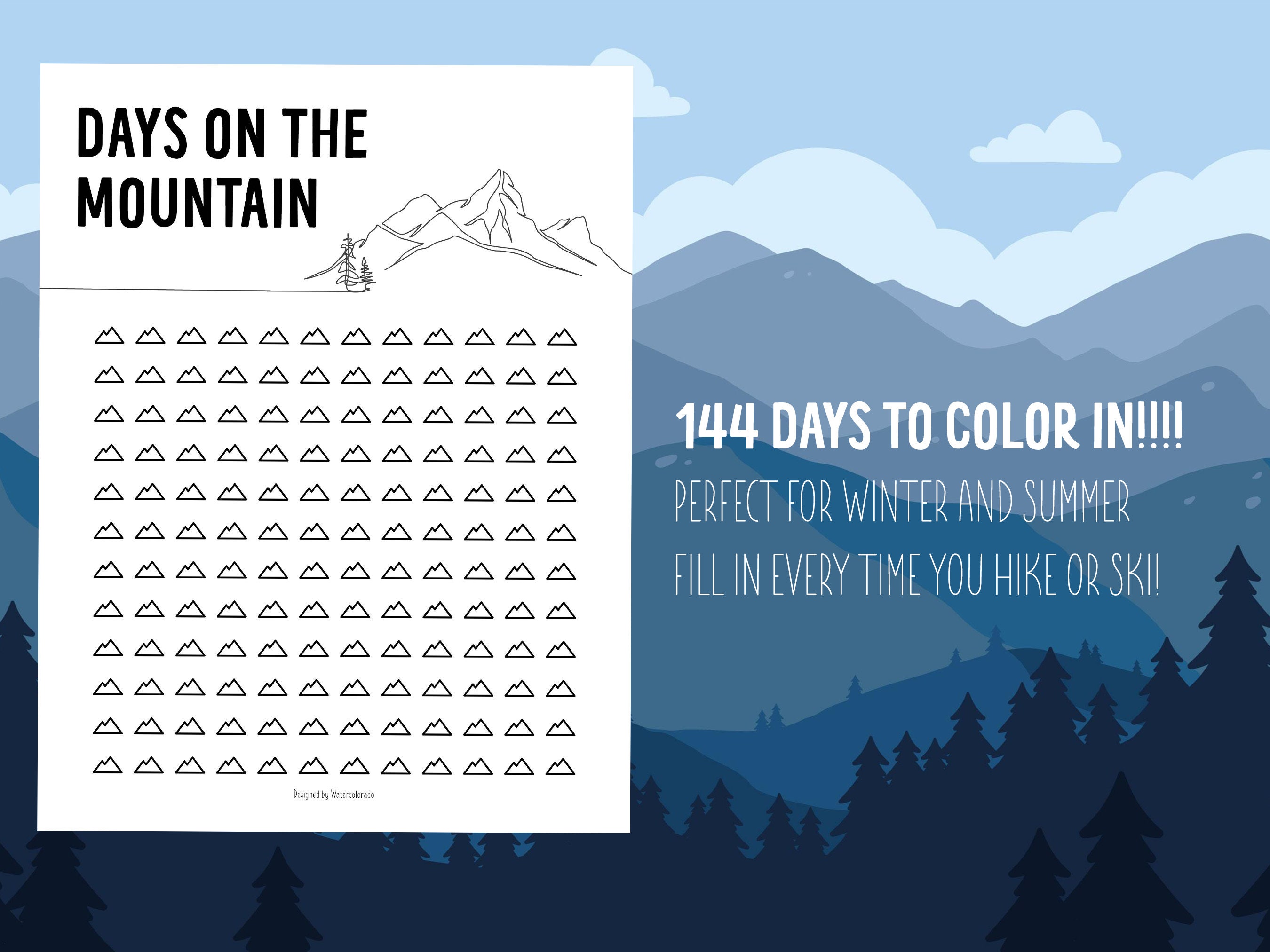 Printable Days on the Mountain Tracker. Hiking Planner. Trip Planner ...