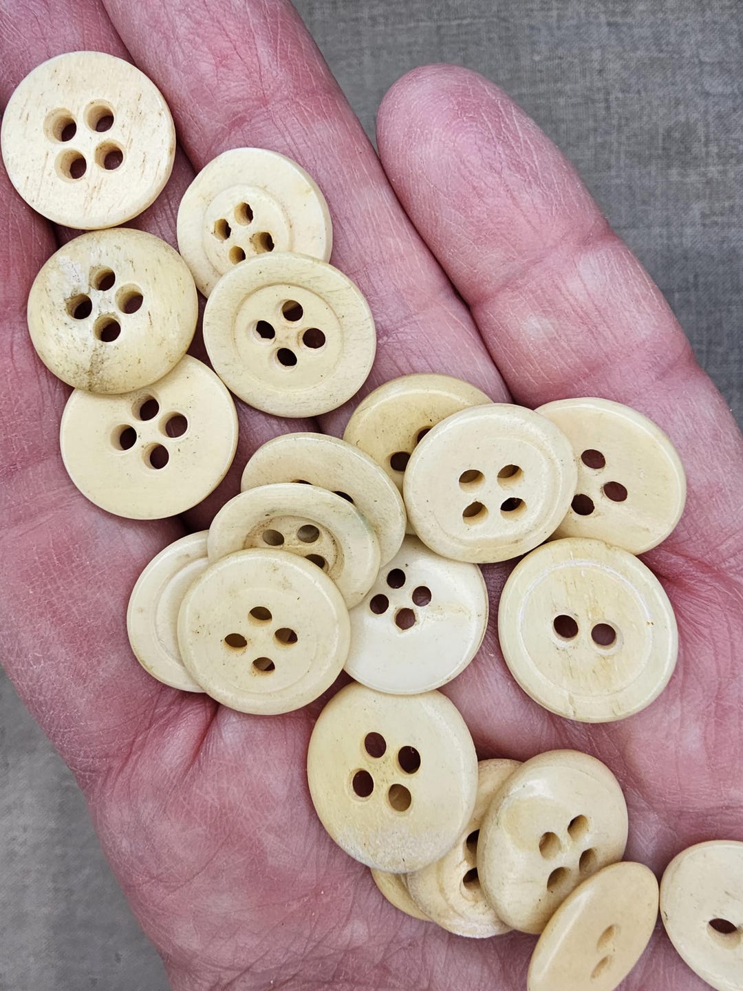 Nice Assortment of Antique Bone Buttons. 20 Pieces. Sew Through, 2 and ...
