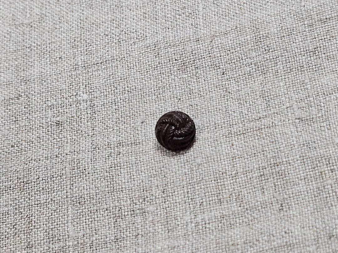 Vintage Czech Glass Button. Dark Brown, Textured to Look Like Knotted ...
