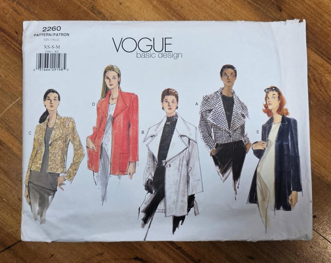 Vogue 2260 XS-S-M. Rare Vintage 1999 Coat Pattern. Fantastic! Various ...