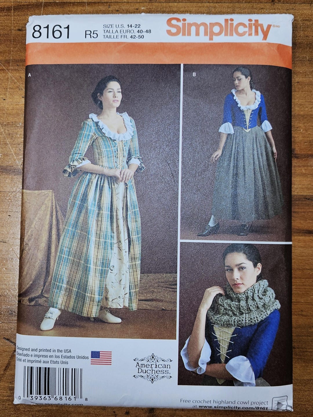 18th Century Simplicity #8161 Dress Sewing Pattern. Historical Dress ...