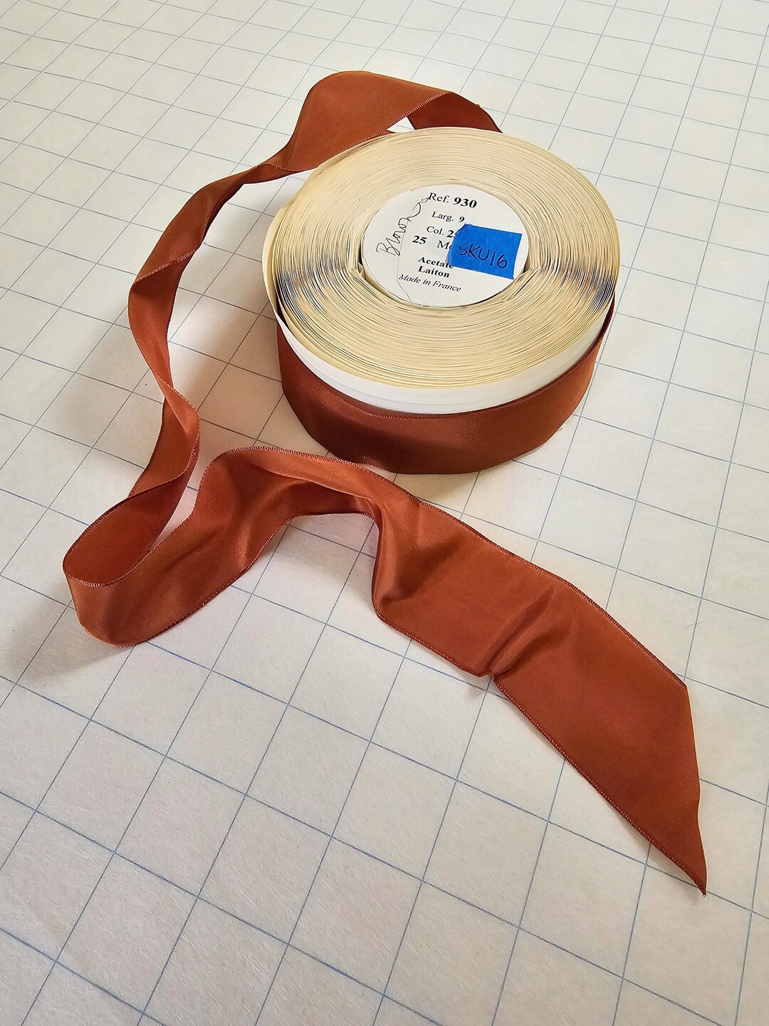 1 Yard 1.5" Cognac Brown Acetate Wired French Ribbon for Trim ...