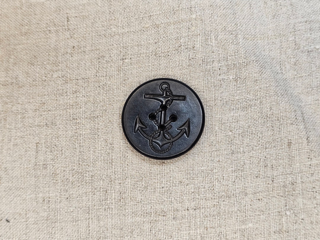 Large Vintage Black Navy Buttons. Anchor and Rope Design. Sew Through 1 ...