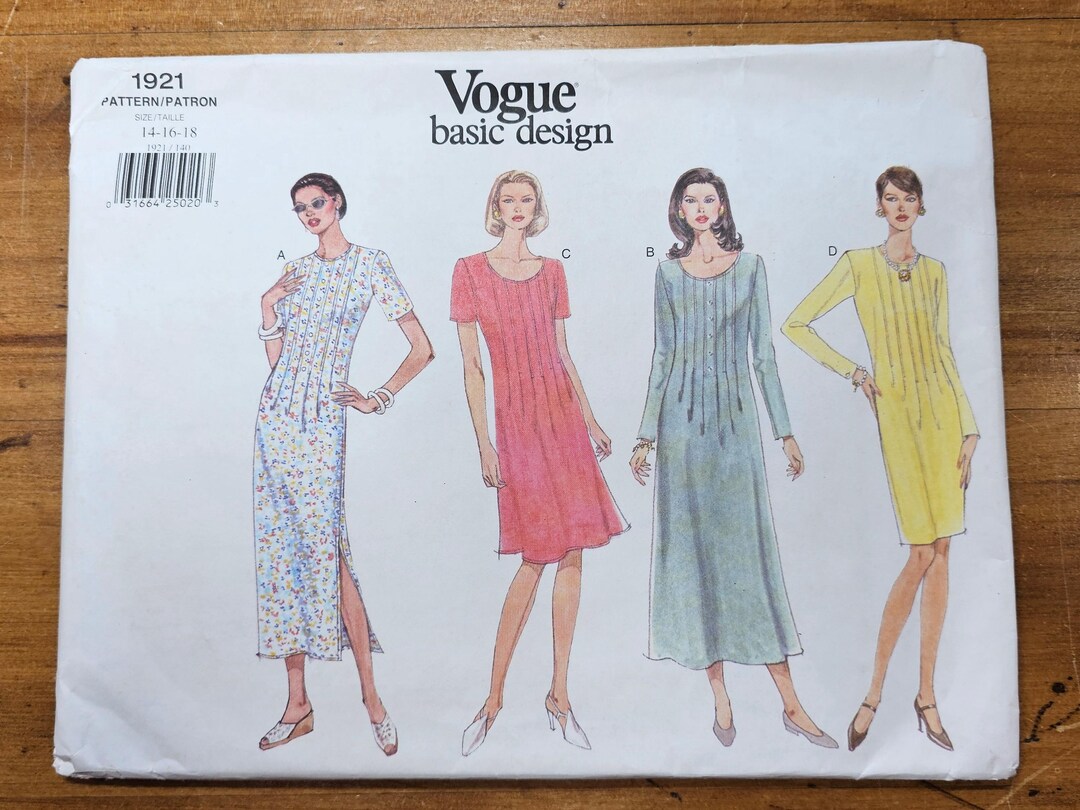 Vintage Pintucked Dress Pattern. Vogue #1921. Sweet Dress With Various ...