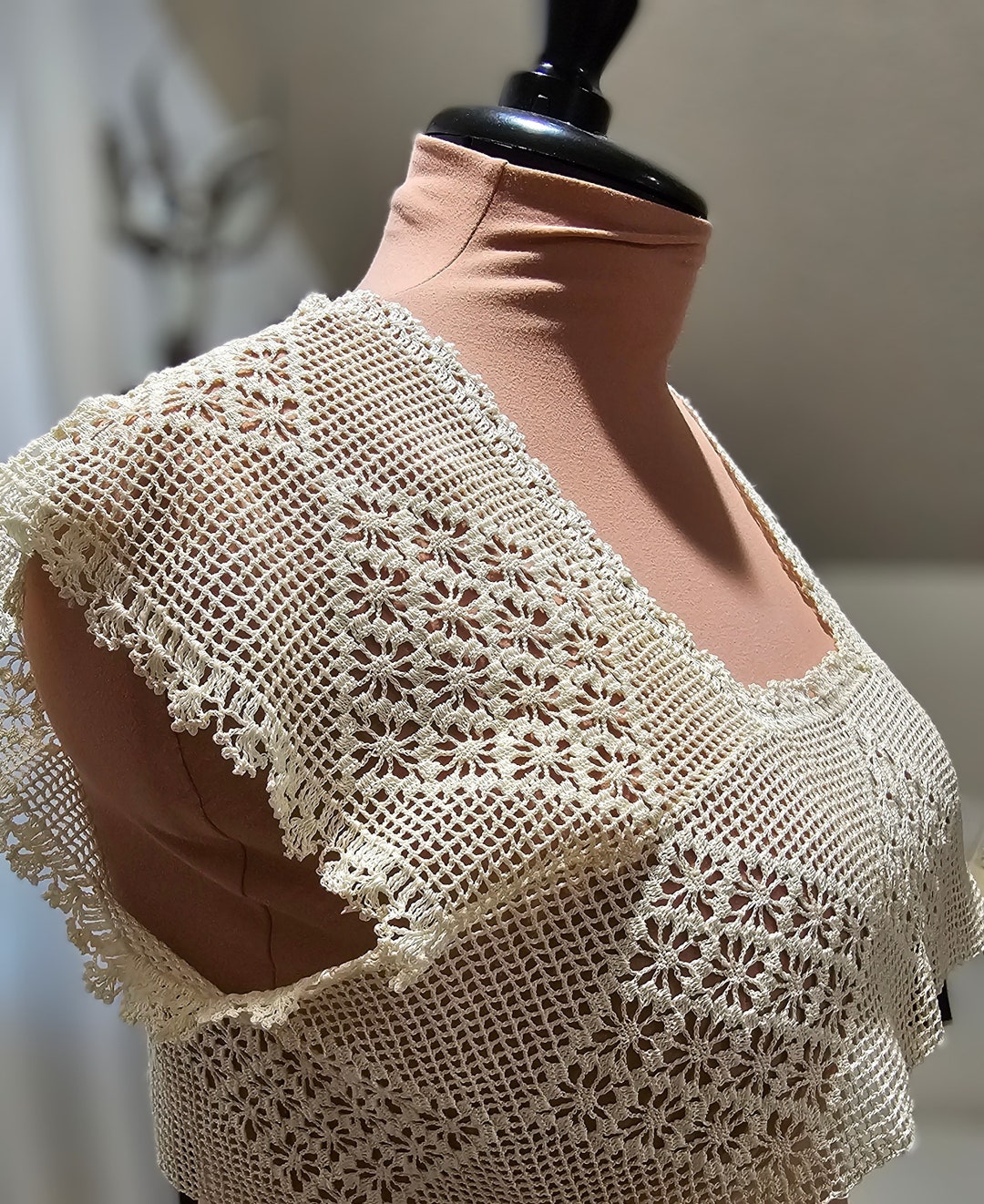Charming Hand Crocheted Nightie Top. Diamond Pattern, Beautifully Made ...
