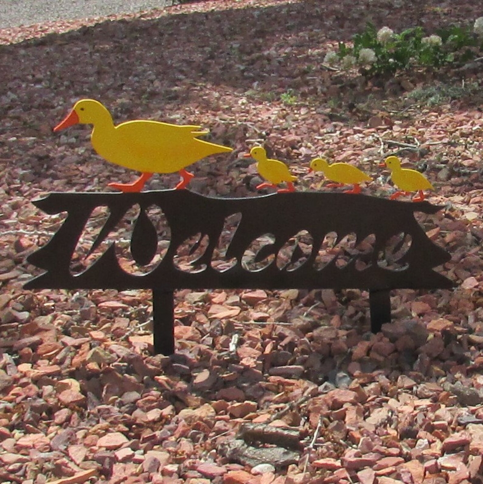 Duck Metal Welcome Sign Metal Yard Art Metal Duck | Etsy