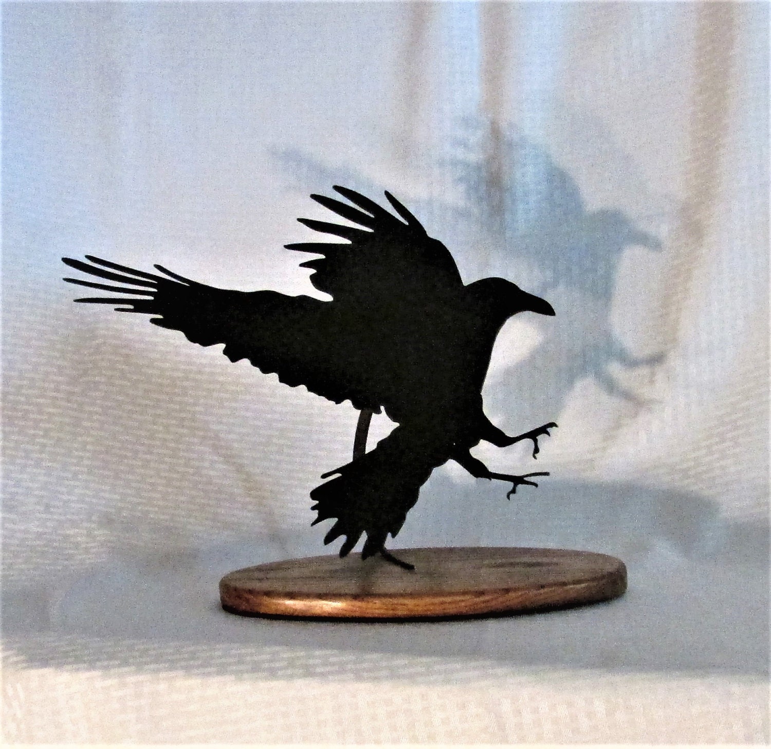 Raven Crow Metal Art Statuette Home Decor Metal Art Bird - Etsy