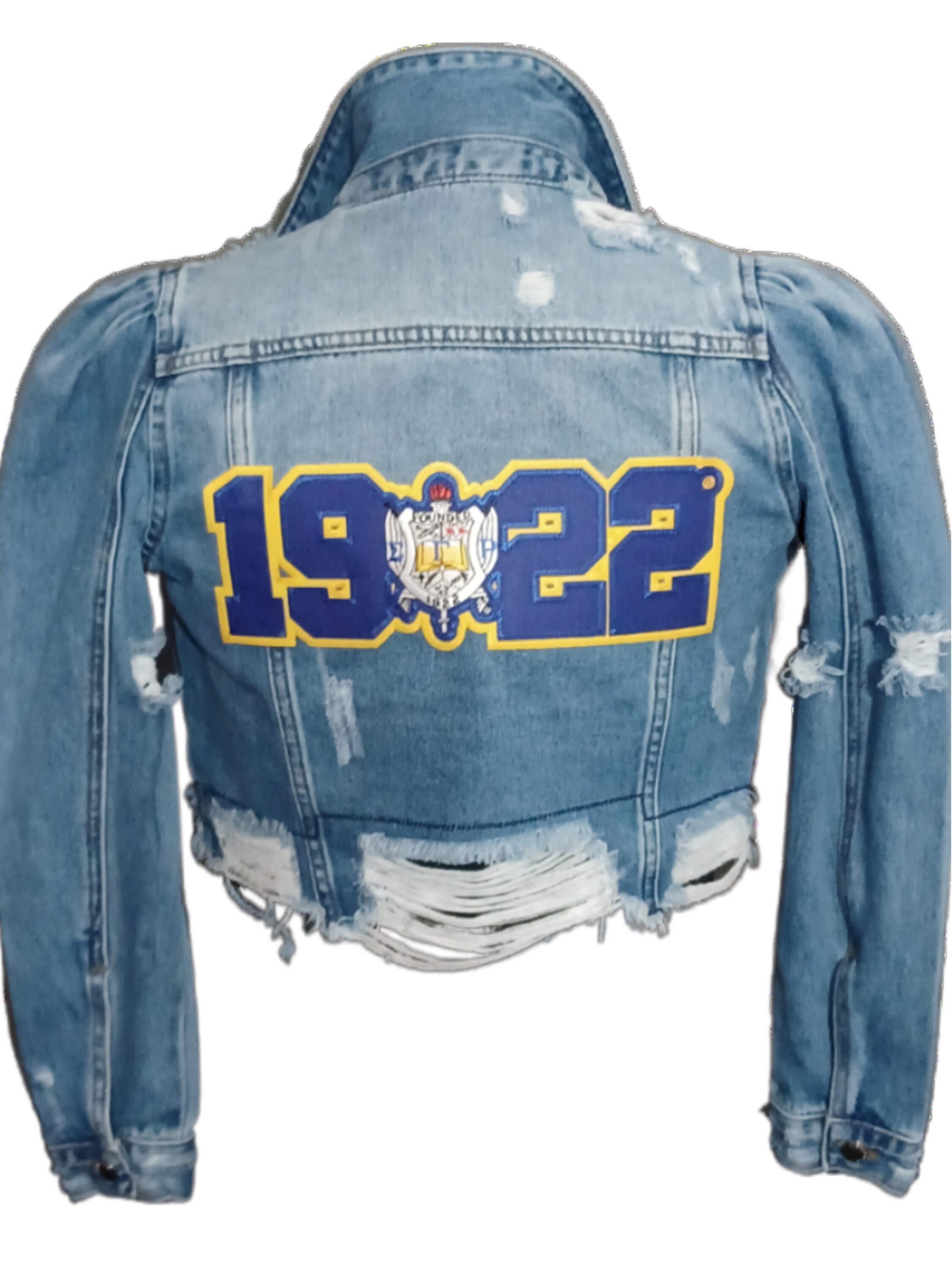 Sigma Gamma Rho Sorority Denim Jean Jackets 1922 Distressed Denim Jean ...
