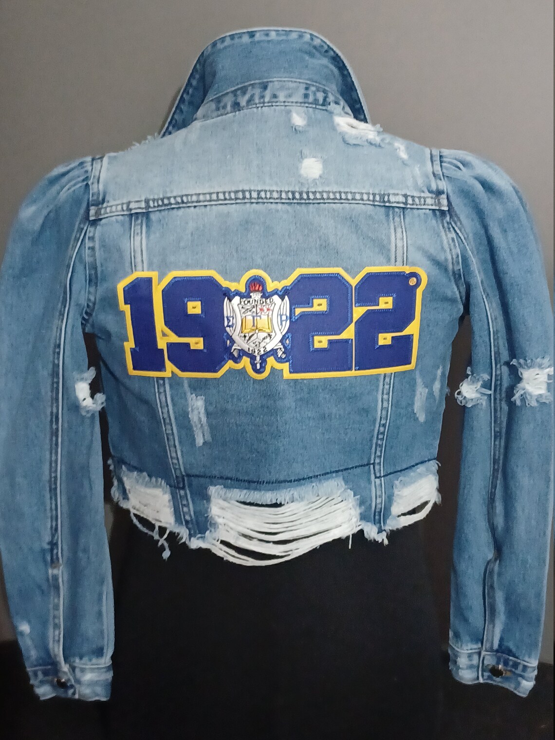 Sigma Gamma Rho Sorority Denim Jean Jackets 1922 Distressed Denim Jean ...