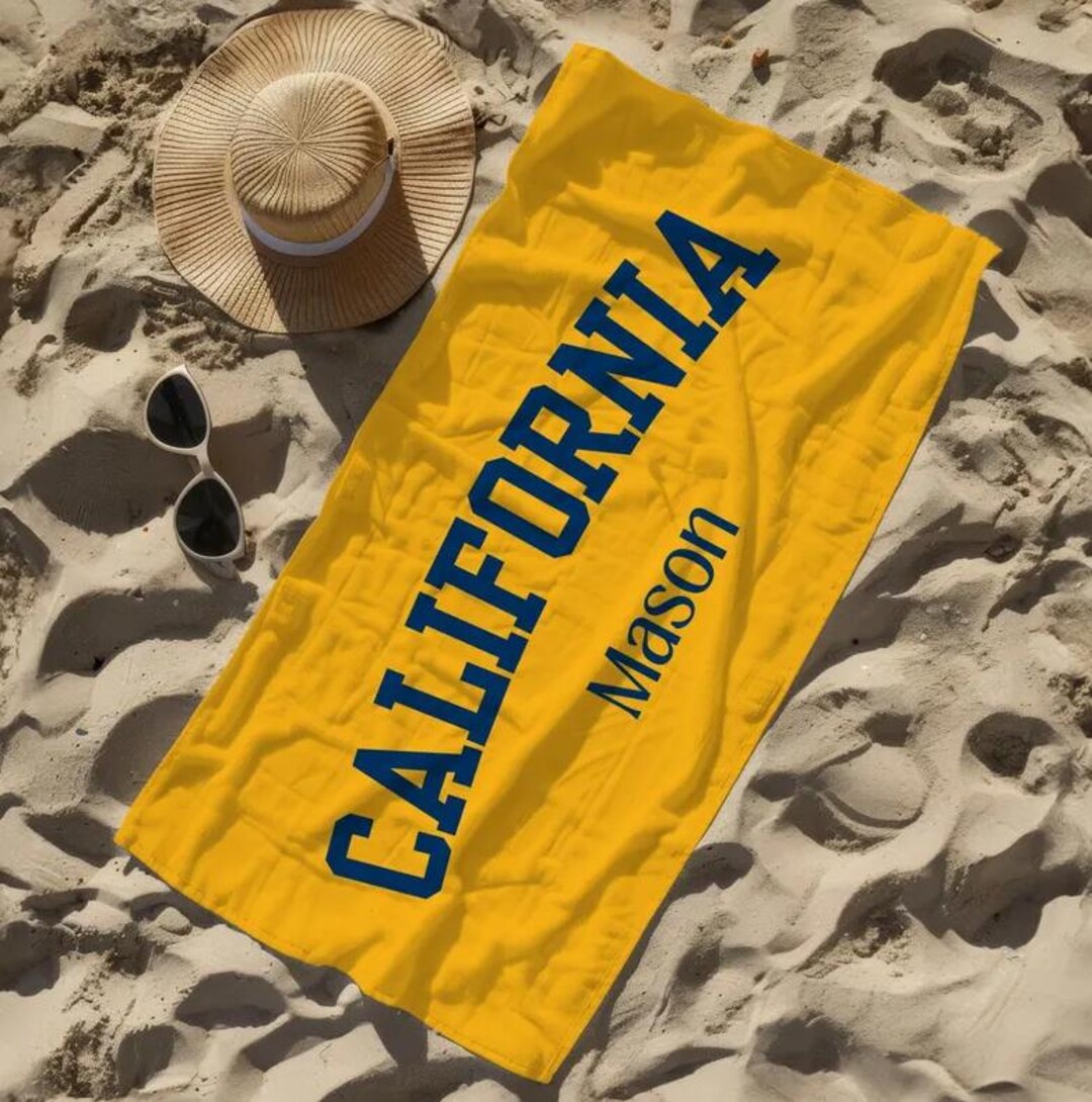 Custom College Beach Towel Graduation Gift Personalized Beach Towel ...
