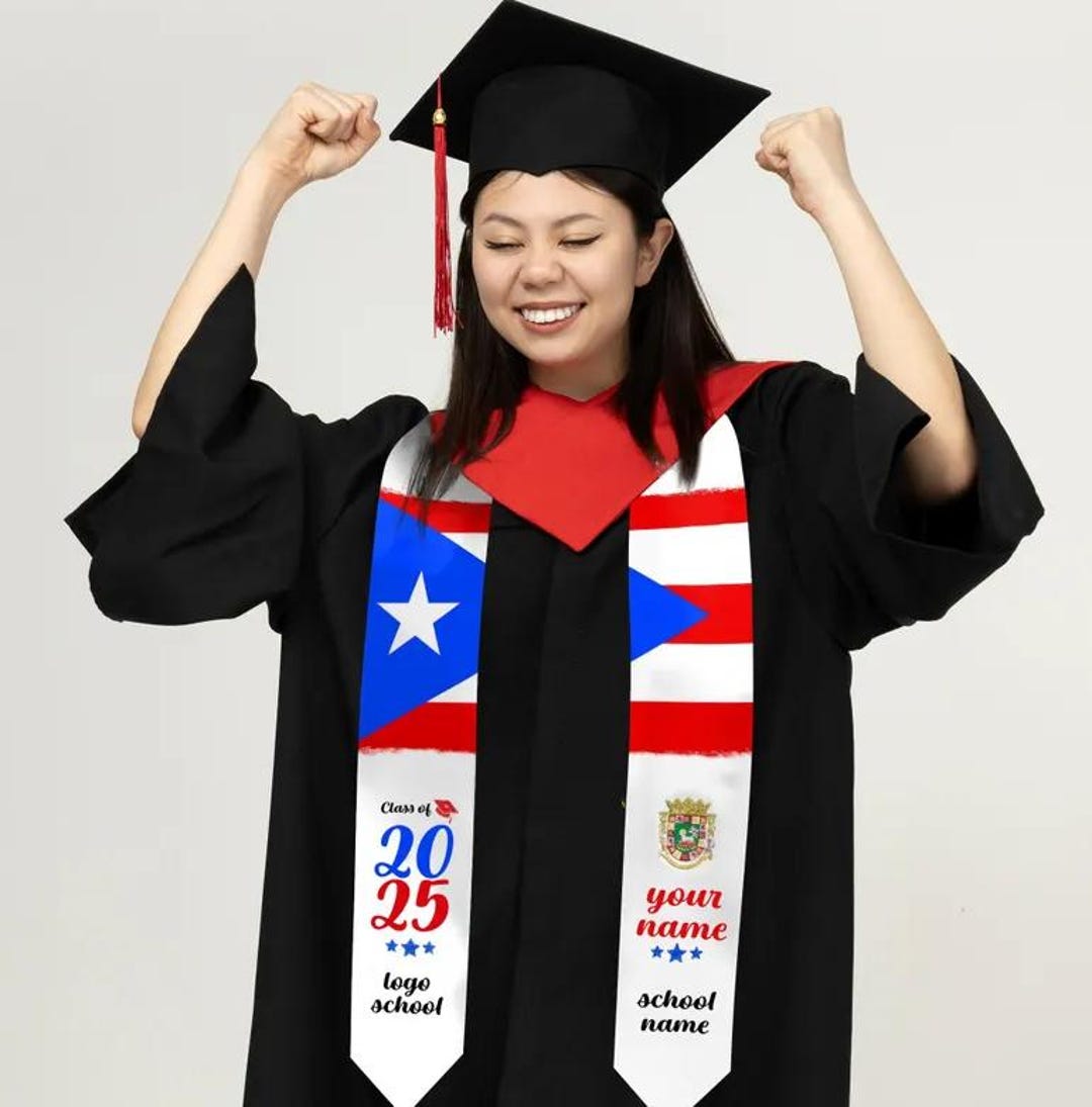 Custom Puerto Rico Graduation Sash, Personalized Latina Graduation ...